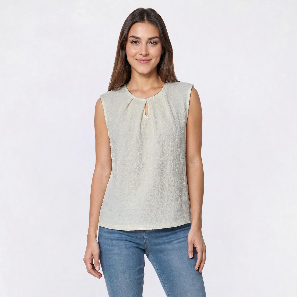 Kasper Womens Textured Knit Keyhole Top - Lush Green